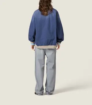 Miu Miu Oversized Cotton Gabardine Washed Jacket - Blue