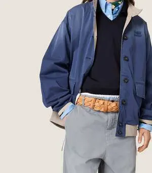 Miu Miu Oversized Cotton Gabardine Washed Jacket - Blue