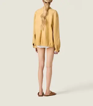 Miu Miu Waxed Suede Blouson Jacket With Logo Detail