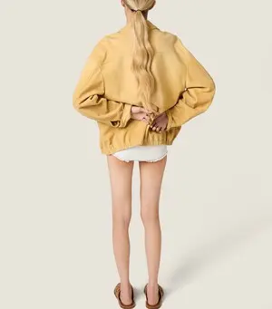 Miu Miu Waxed Suede Blouson Jacket With Logo Detail