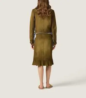 Miu Miu Waxed Suede Moto Jacket - Green