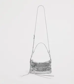 Balenciaga Mini Le City Moto Shoulder Bag - Silver