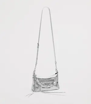 Balenciaga Mini Le City Moto Shoulder Bag - Silver