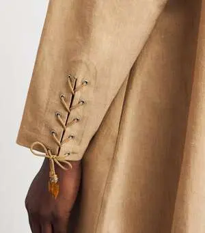 Tory Burch Linen Blend Kaftan With Tie Detail