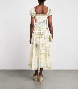 Tory Burch Silk-cotton Printed Midi Dress