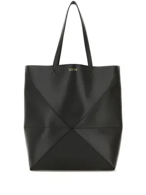 Loewe Puzzle Fold Xl Leather Tote - Grey
