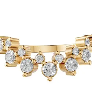 AYA FINE JEWELRY Women's 0.34 Ctw Round Brilliant Diamond Half Eternity Wedding Band In Prong Setting 14k Yellow Solid Gold Ring