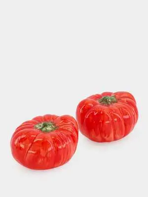 LES-OTTOMANS Tomato Salt And Pepper Set - Red