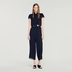Sandro Paisley Jacquard Crop Top