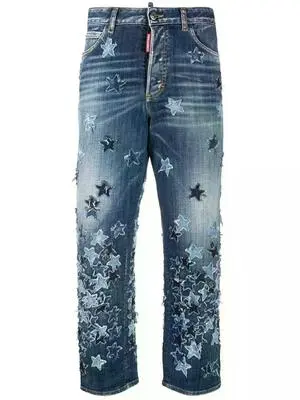 Dsquared2 Cropped Star Embellished Jeans