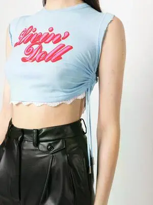 Dsquared2 Logo Print Cropped Sleeveless T-shirt