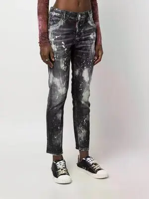 Dsquared2 Paint Splatter Effect Cropped Jeans