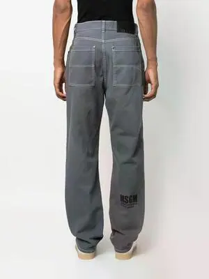 MSGM Logo Print Straight-leg Trousers