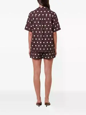NICHOLAS Adelaide Polka-dot Linen Blend Shorts - Brown