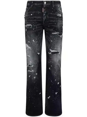 Dsquared2 Distressed Straight-leg Jeans - Black