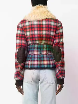 Dsquared2 Fur-collar Plaid Flannel Jacket