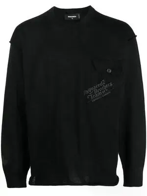 Dsquared2 Virgin Wool Ribbed Crew Neck Jumper