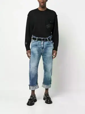 Dsquared2 Virgin Wool Ribbed Crew Neck Jumper