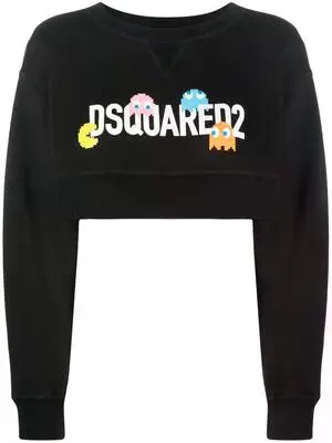 Dsquared2 Cropped Logo Print Sweatshirt - Black