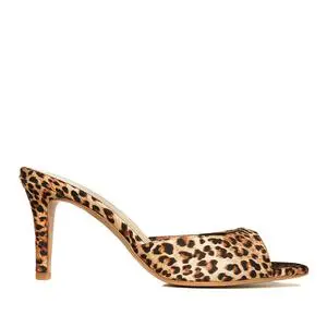GINISSIMA Vicky Satin Clogs, Round Toe, Animal Print - Black