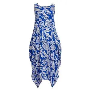 BIANCA POPP Blue / White Semiballoon Dress In Blue And White Print Viscose - Blue/white