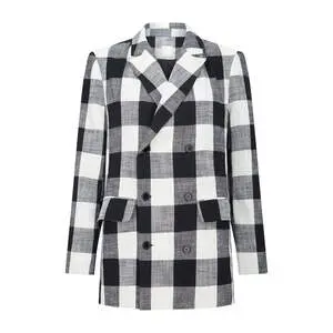 LILY AND LIONEL Zena Double Breasted Check Jacket In & White