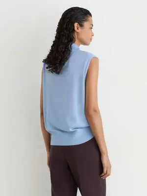 REISS Honey Wool Funnel-neck Sleeveless Knit Top