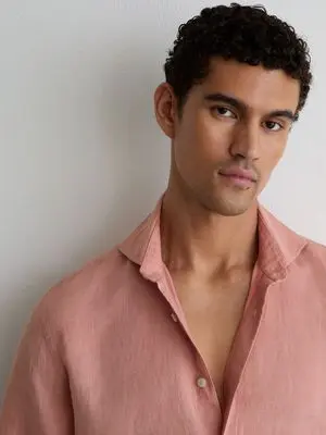 REISS Ruban Linen Cutaway-collar Regular-fit Shirt
