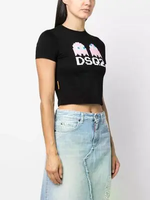 Dsquared2 X Pac-man Graphic Cropped T-shirt