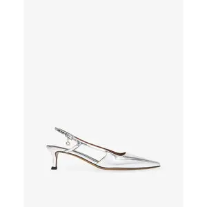 Maje Strappy Metallic Leather Heels - Silvery