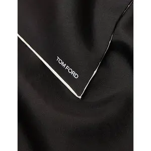 TOM FORD Contrast-border Logo Silk Pocket Square