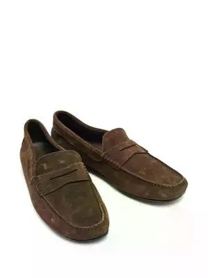 TOD'S Suede Penny Loafers - Brown