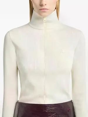 COURREGES Logo Embroidered Zipped Cardigan