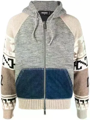 Dsquared2 Intarsia Knit Zip-up Hoodie