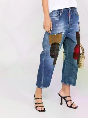 Dsquared2 Patchwork Effect Cropped Jeans