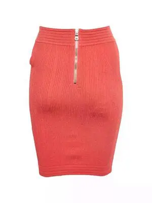 Balmain Ribbed Pencil Skirt - Red