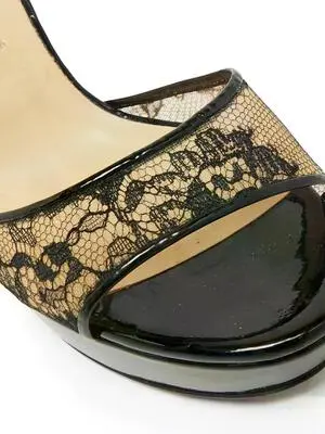 JIMMY CHOO Lace And Patent Leather Stiletto Sandals