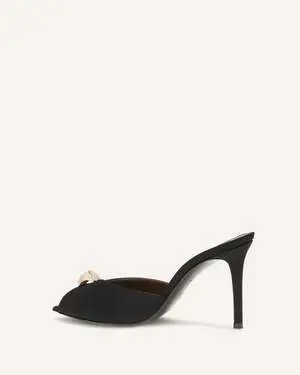 GIUSEPPE ZANOTTI Intrigo Cocktail Mules Stiletto Heel Sandals - Black