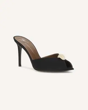GIUSEPPE ZANOTTI Intrigo Cocktail Mules Stiletto Heel Sandals - Black