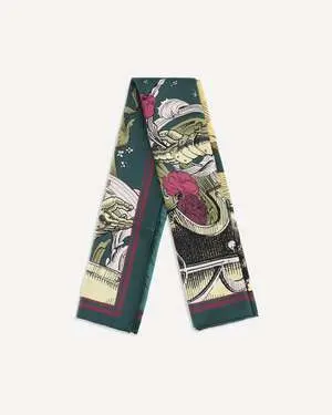 Burberry Silk Scarf With Etched Knight - Green