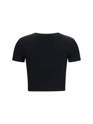 Fendi Cropped Ribbed Cotton T-shirt