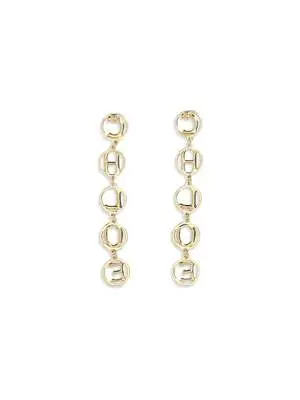 Chloé Script Drop Earrings In Vintage Brass - Gold