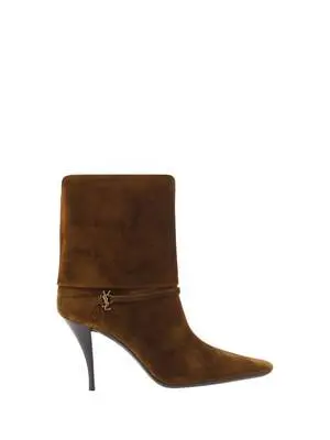 Saint Laurent Vicky Ankle Boots - Brown