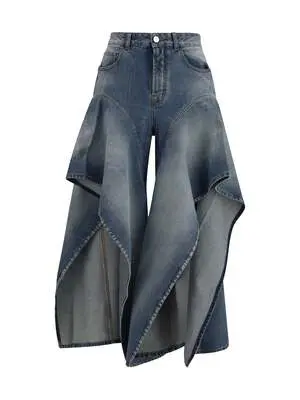 Alaïa Faded Ruffled Jeans