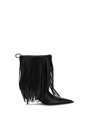 Balenciaga Avenue Fringe Ankle Boots - Black