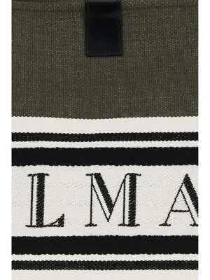 Balmain Medium Release Canvas And Leather Tote - Black