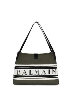 Balmain Medium Release Canvas And Leather Tote - Black