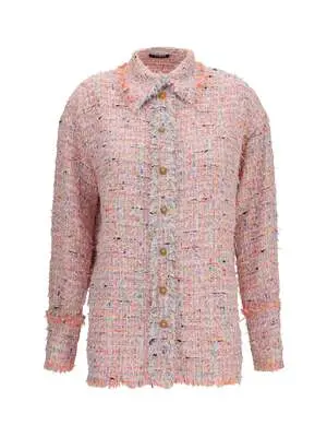Balmain Tweed Shirt With Lion Head Buttons - Multicolor