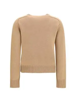 Burberry Wool And Cashmere Sweater With Embroidered Equestrian Knight Check - Cream