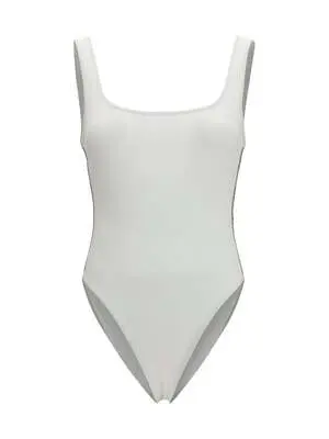 Burberry One-piece Swimsuit With Check Trim - White